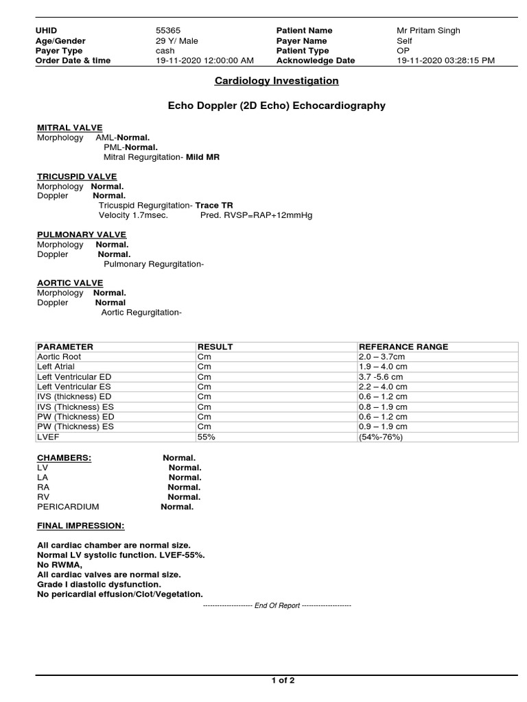 Cardiology Investigation Echo Doppler (2D Echo) Echocardiography | PDF ...