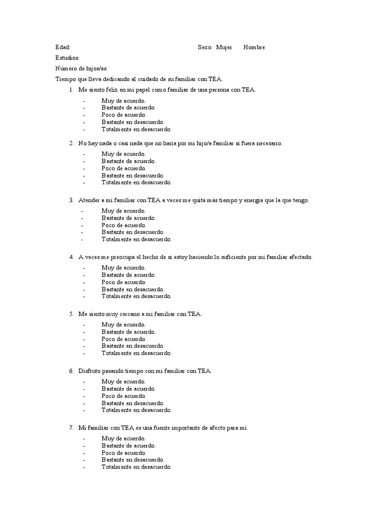 Cuestionario Estrés Tea | PDF