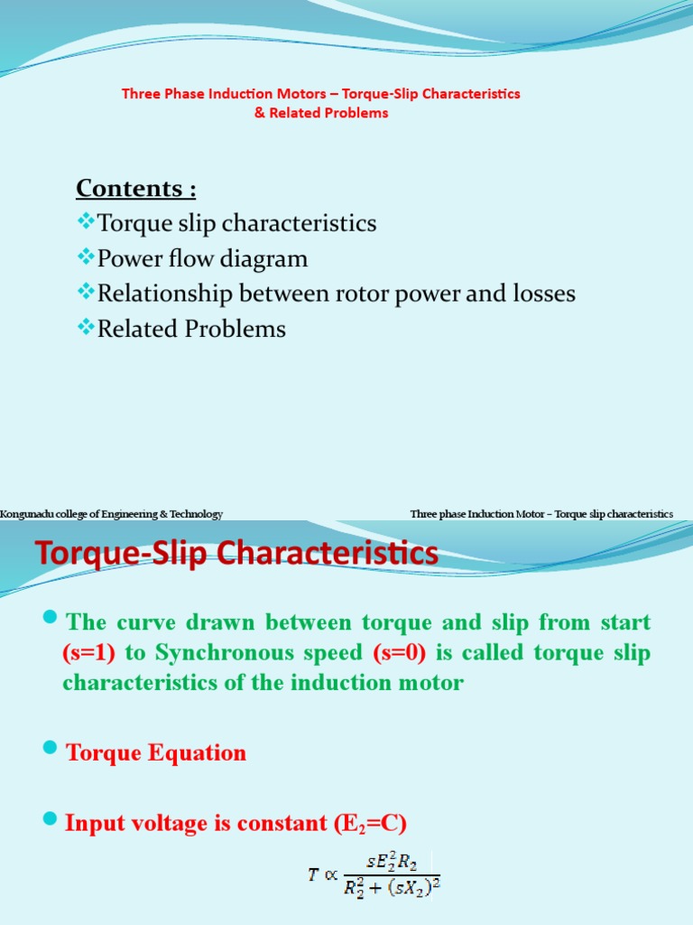 Analysis of Torque-Slip Characteristics and Related Performance ...