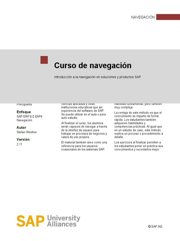 Manual de Usuario Navegacion SAP | PDF | Sap Se | Planificación de recursos empresariales