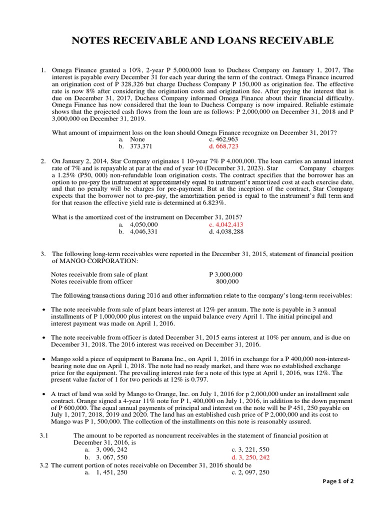 Notes and Loans Receivable Analysis | PDF | Loans | Interest