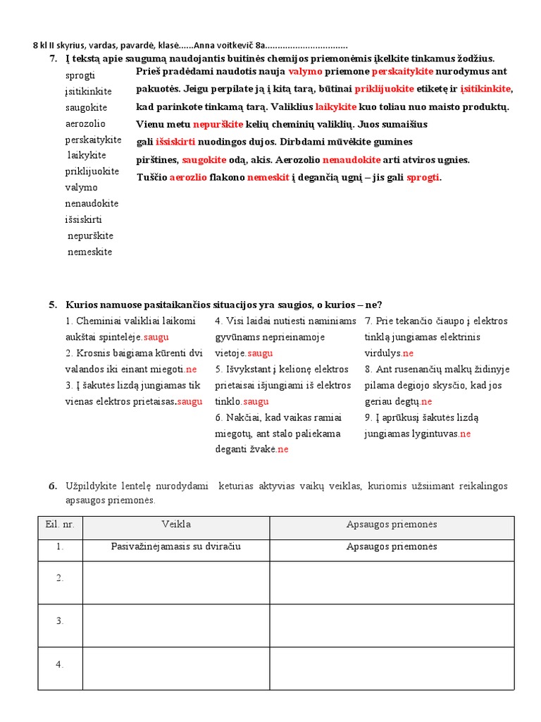 8 KL 2 Skyrius Uzduotys | PDF