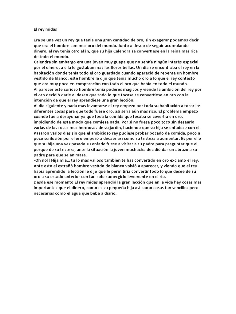 El Rey Midas | PDF | Clásicos