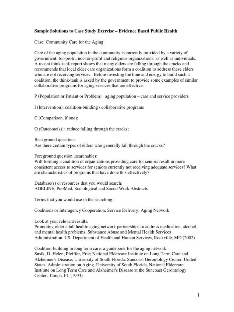 Sample Solutions To Case Study Exercise - Evidence Based Public Health ...