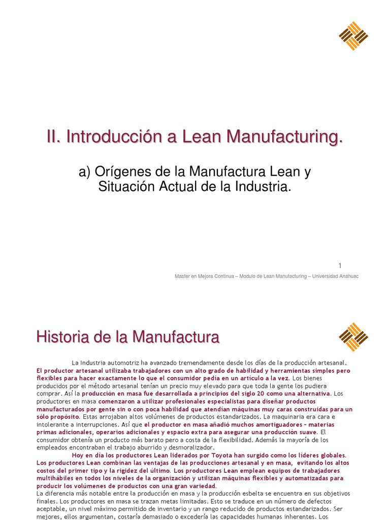 01 Introducción A Lean Manufacturing | PDF | Lean Manufacturing | Producción y fabricación