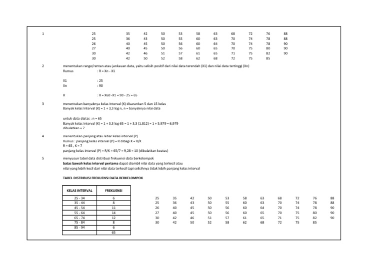 Rumus Panjang Kelas Interval Statistik | PDF
