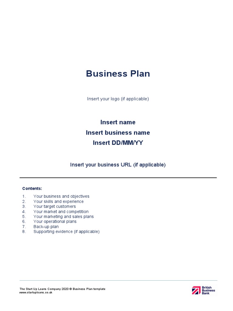Business Plan: Insert Name Insert Business Name Insert DD/MM/YY ...