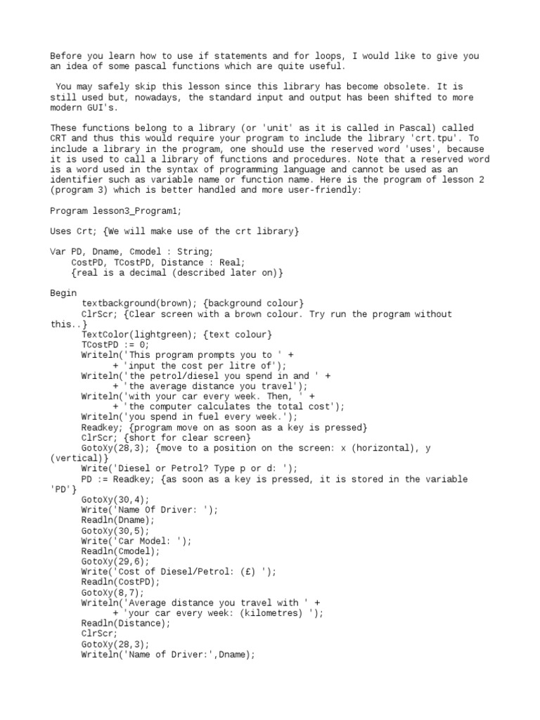Pascal-Programming Info | PDF | Integer (Computer Science) | Reserved Word