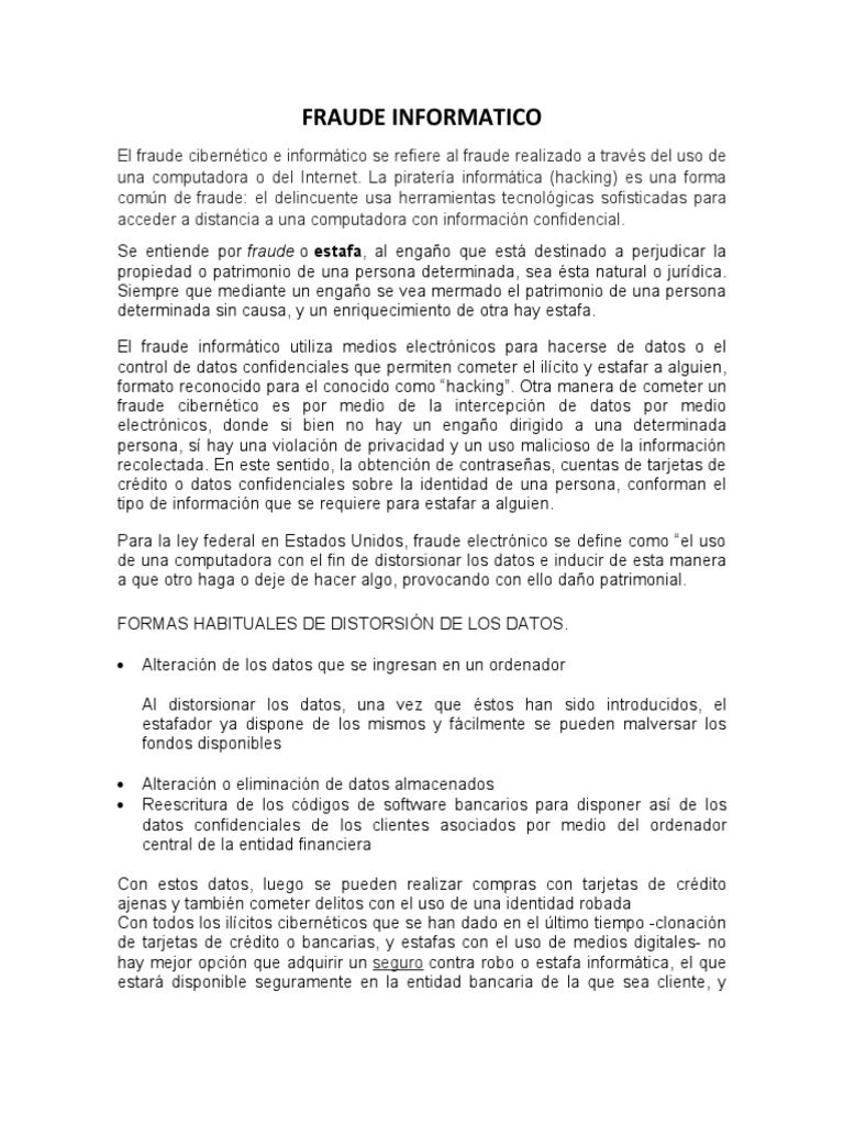 Fraude Informatico | PDF | Cibercrimen | Trucos de confianza