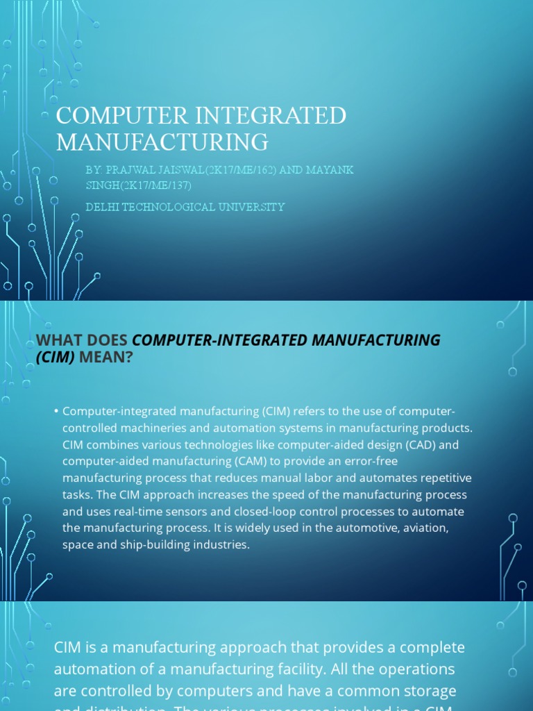 Computer Integrated Manufacturing | PDF | Automation | Systems Science