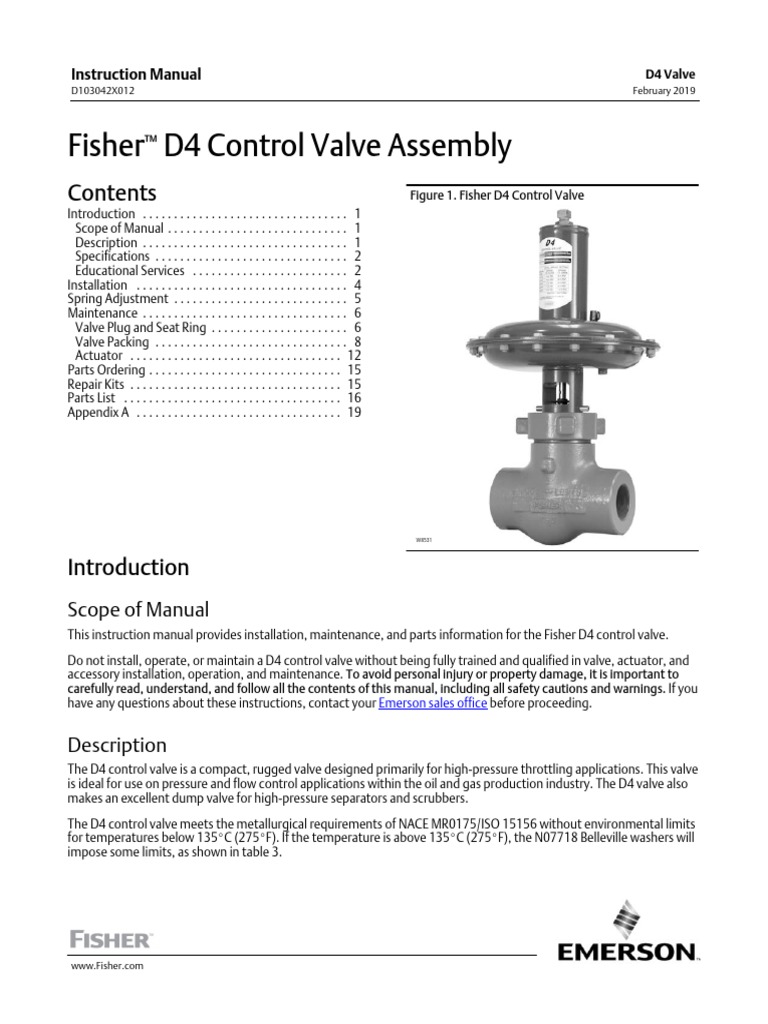 Fisher D4 Control Valve Assembly: Scope of Manual | PDF | Valve | Pipe ...