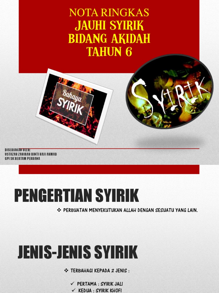 Akidah Tahun 6 Nota Syirik | PDF