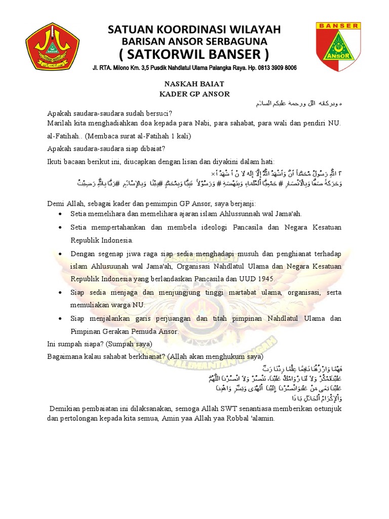 Baiat Kader GP Ansor | PDF