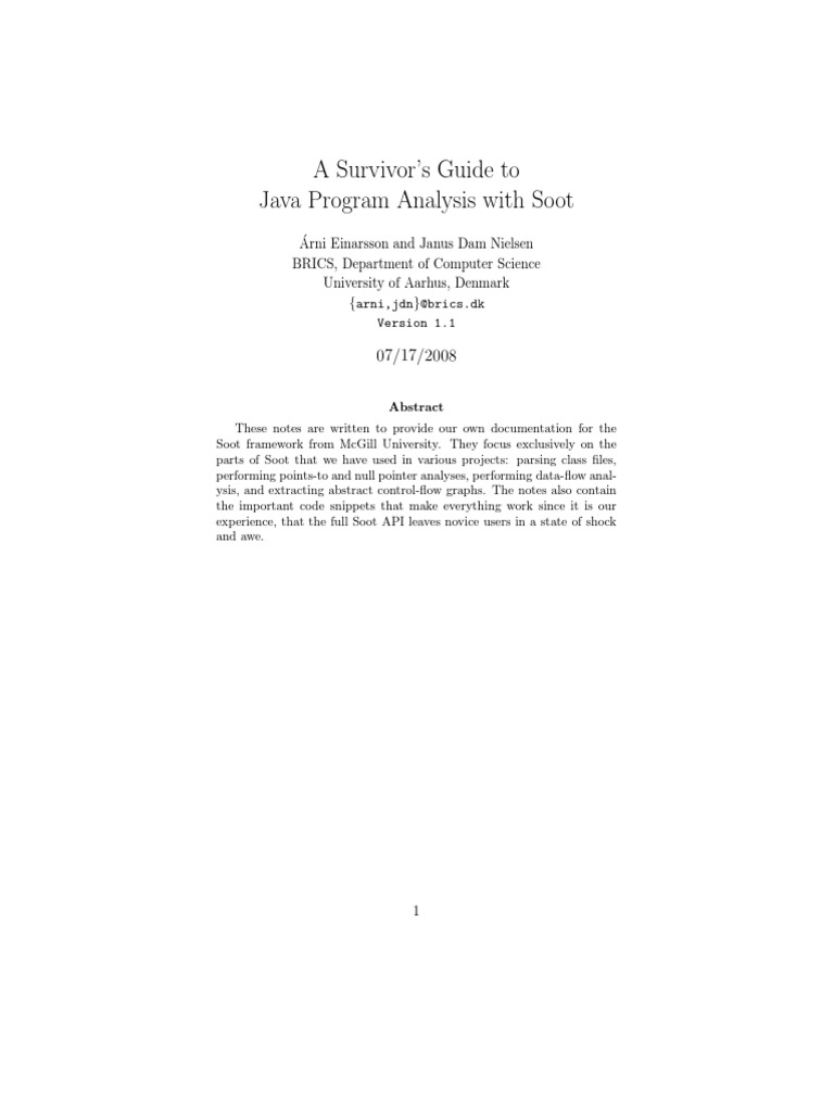A Survivor's Guide To Java Program Analysis With Soot | Download Free PDF | Computer Programming ...