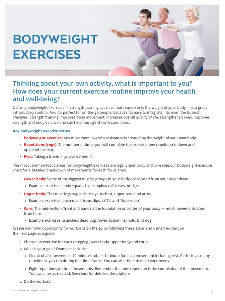 Bodyweight Exercises PDF | PDF | Strength Training | Physical Exercise
