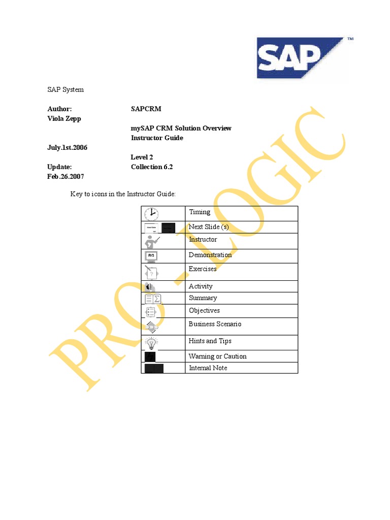 Sap System: Author: Viola Zepp Sapcrm Mysap CRM Solution Overview ...