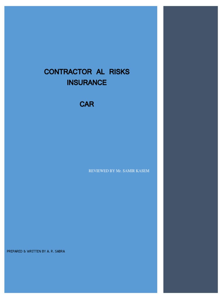 Contractor All Risks Insurance PDF | PDF | Insurance | Indemnity