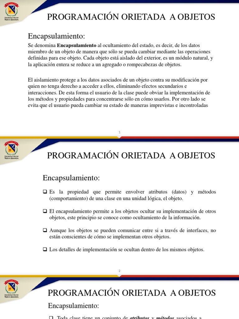 Encapsulamiento PDF | PDF | Objeto (informática) | Clase (Programación informática)