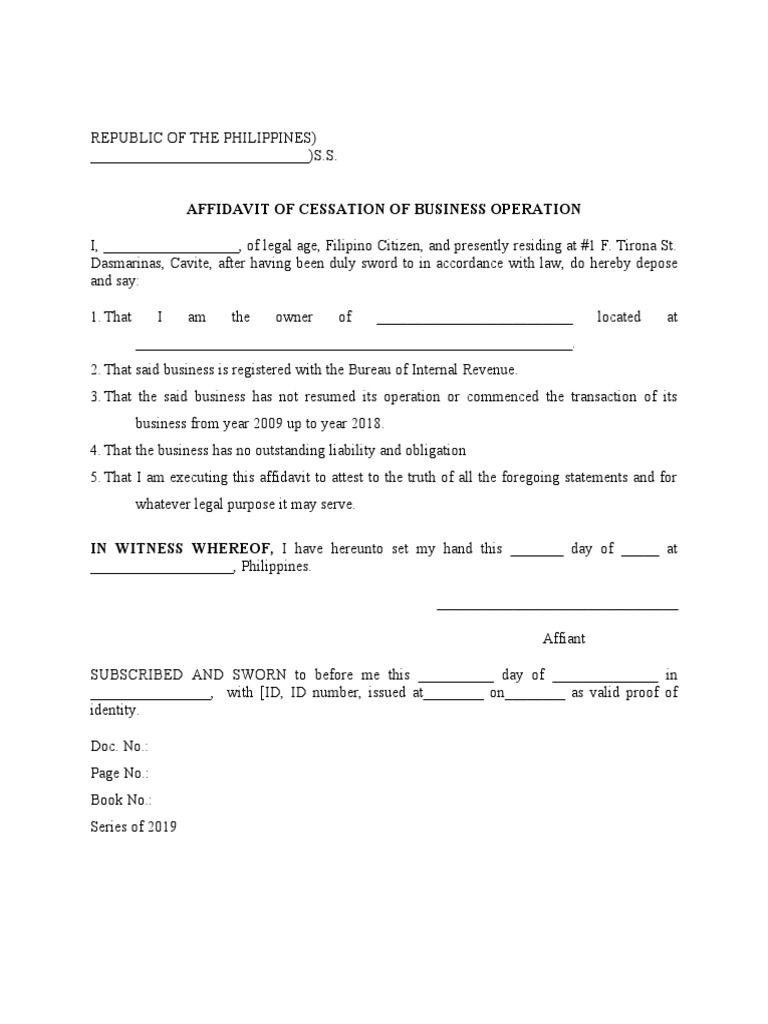 Affidavit of No Operation | PDF