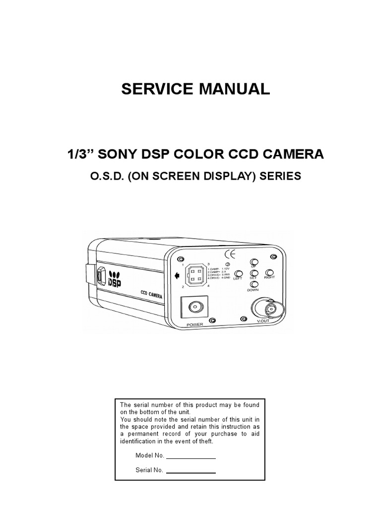 Service Manual: 1/3" Sony DSP Color CCD Camera | PDF | Color Balance ...