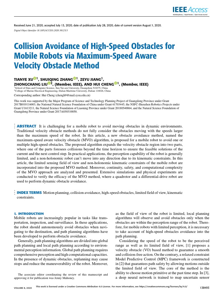 Collision Avoidance of High-Speed Obstacles For Mobile Robots Via ...
