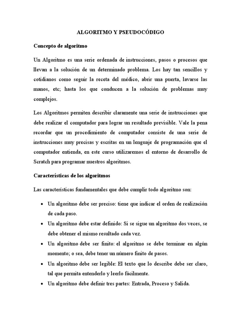 Algoritmo y Pseudocódigo | PDF | Algoritmos | Lenguaje de programación