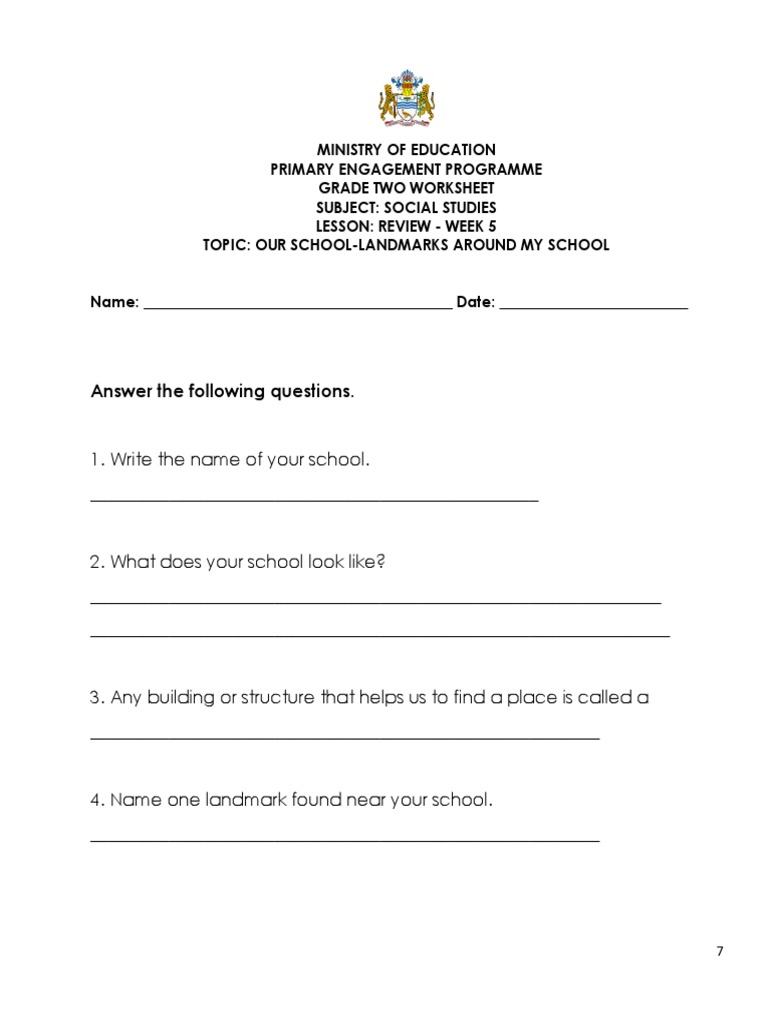 Grade 2 Social Studies Week 5 Review | PDF