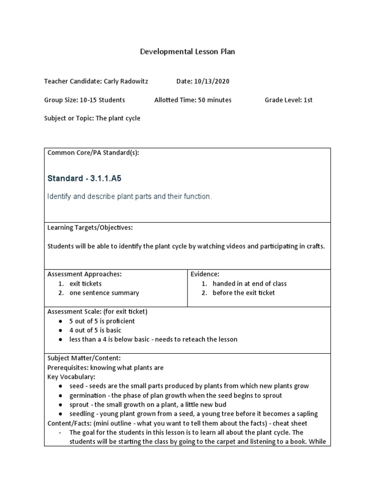 Lesson Plan 1 - 2 | PDF | Learning | Behavior Modification