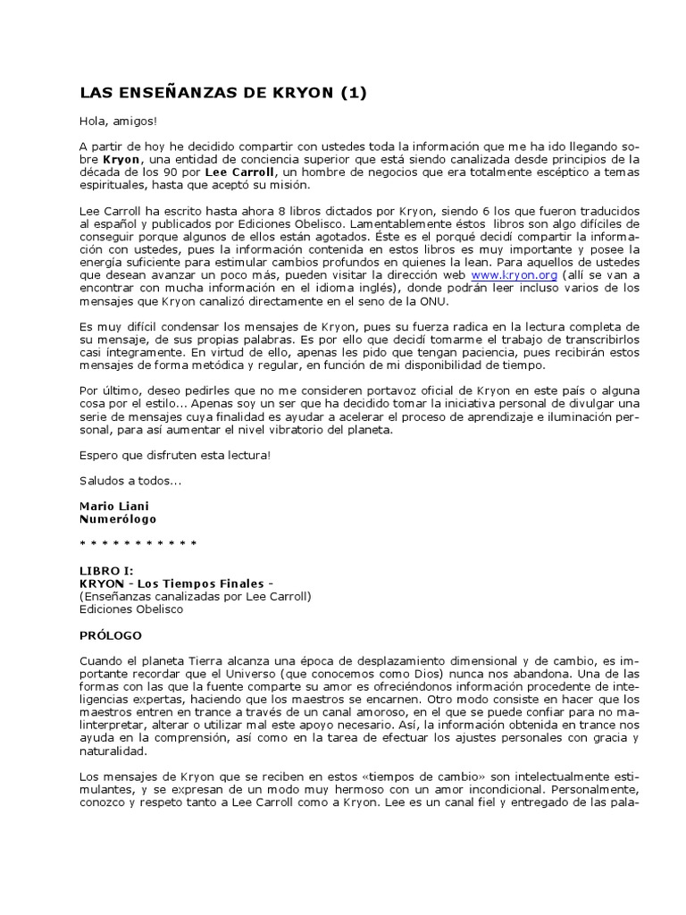 Libro - Lee Carrol - Jan Tober - Kryon 1 | PDF | Tierra | Hora