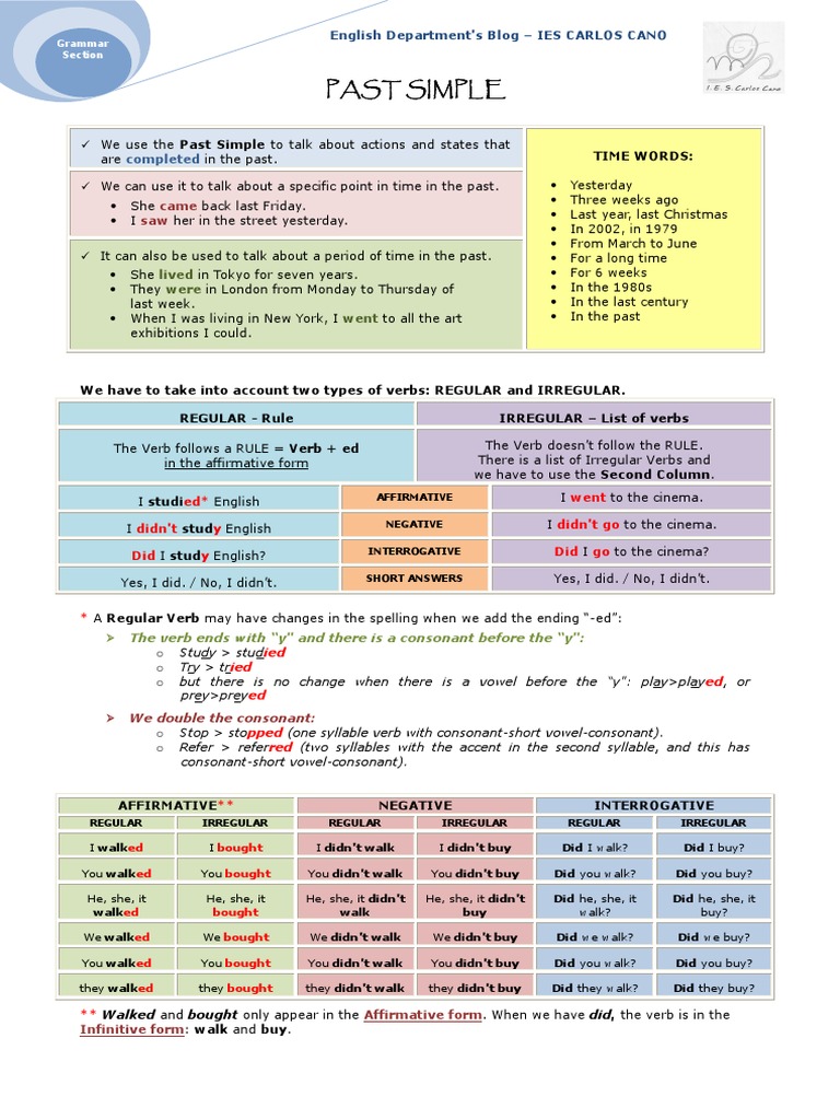 PAS PAS PAS Past Simple T Simple T Simple T Simple: Completed | PDF ...