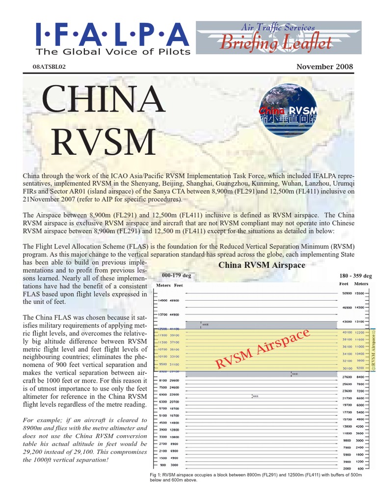China RVSM | PDF | Air Traffic Control | Instrument Flight Rules