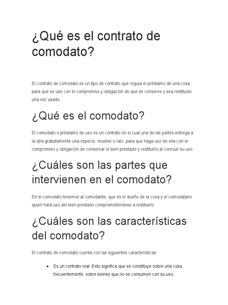 Qué Es El Contrato de Comodato | PDF | Ley comparativa | Derecho privado