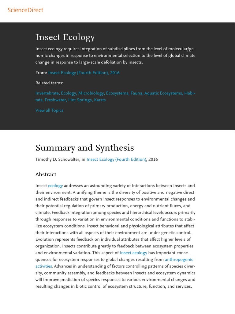 Insect Ecology (Fourth Edition), 2016 - Timothy Schowalter | PDF ...
