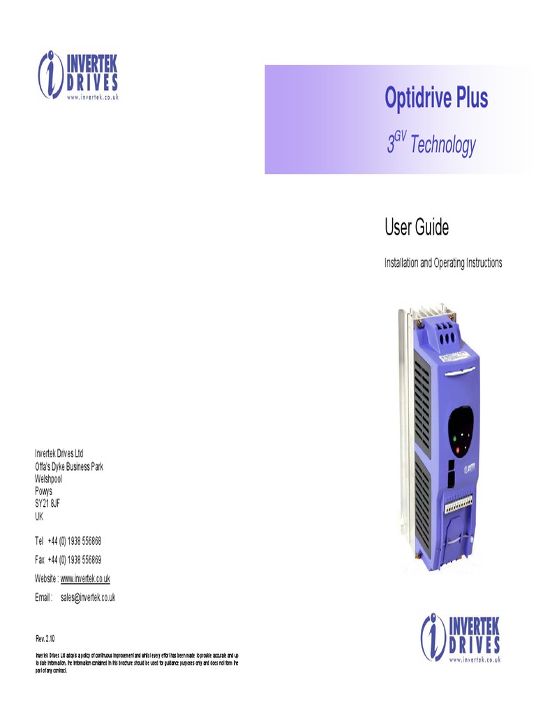 Optidrive Plus 3gv Manual v2.10 | PDF | Electromagnetic Compatibility ...