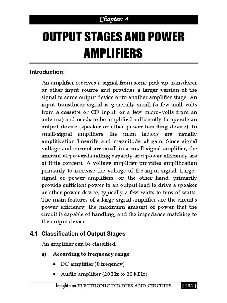 Output Stages and Power Amplifiers: Insights On | PDF | Amplifier ...
