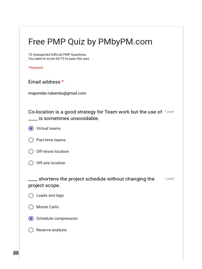 Challenging PMP Exam Prep Quiz | PDF | Project Management | General ...