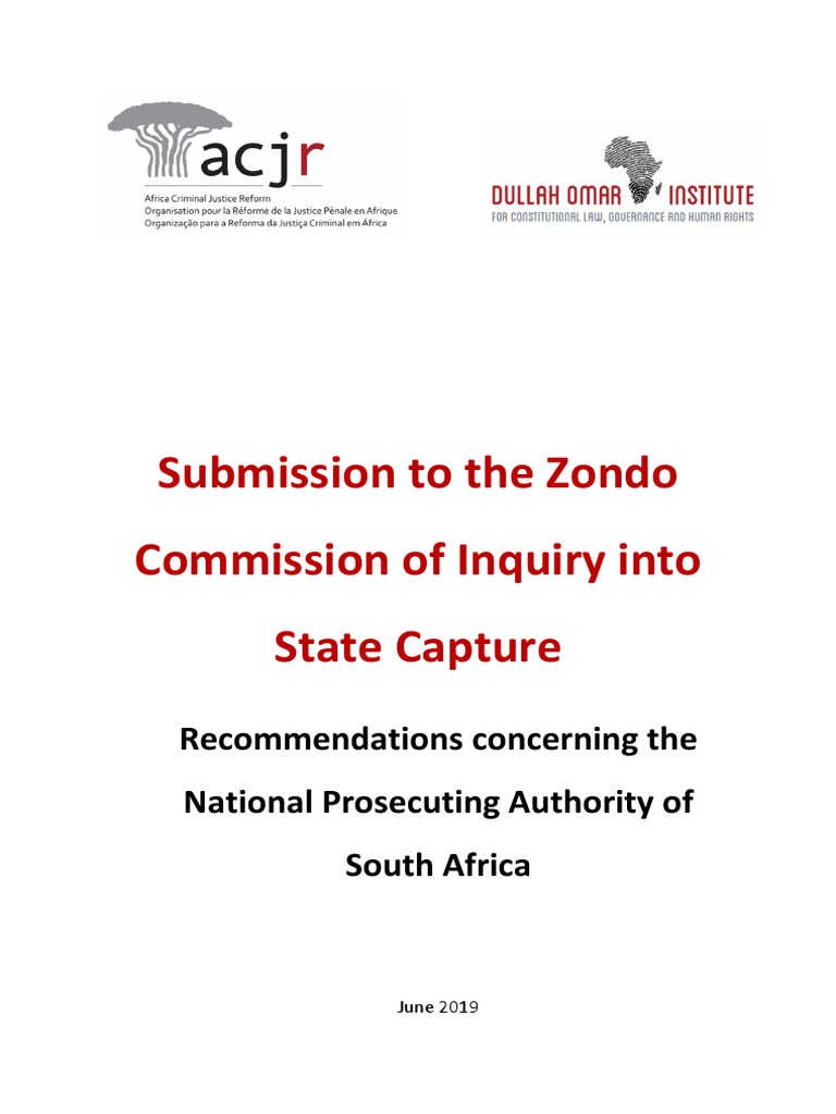Submission To The Zondo Commission of Inquiry Into State Capture | PDF | Advocate | Prosecutor