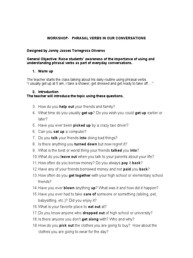 Phrasal Verbs in Everyday Conversations | PDF | Linguistics | Cognitive ...