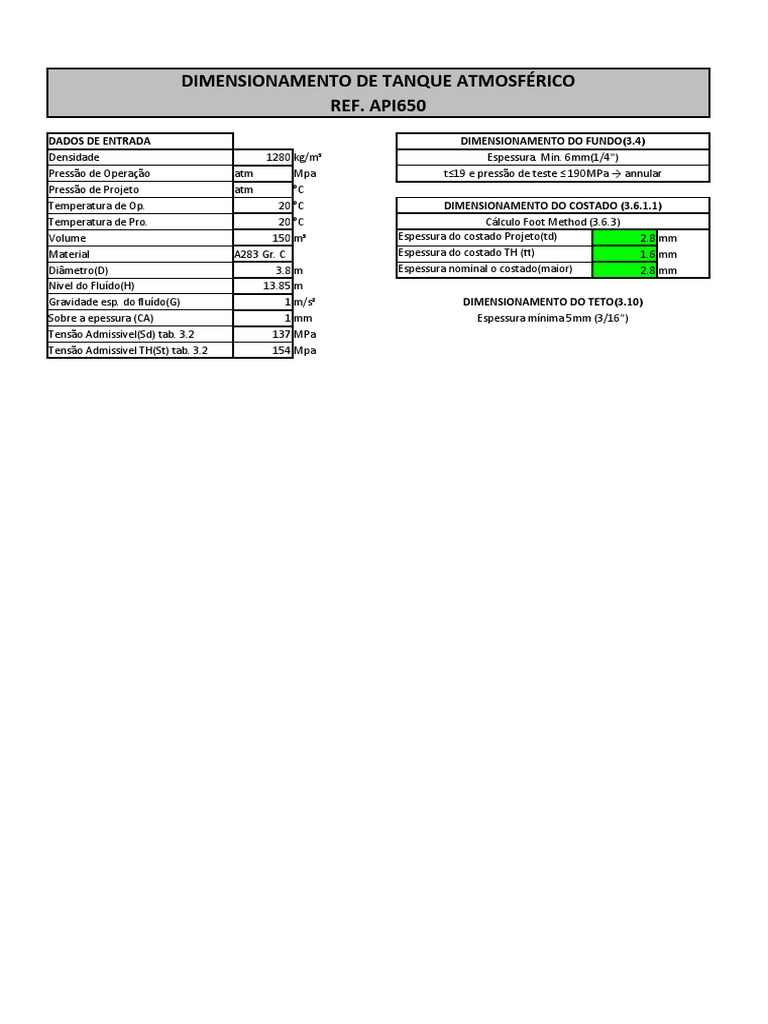 Calculo de Tanques API 650 | PDF