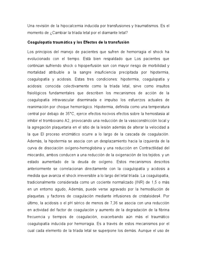 Triada Letal - Diamante Letal | PDF | Coagulación | Plaqueta