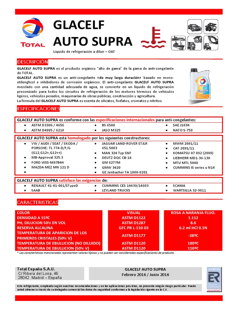 Ficha Tecnica Total Glacelf PDF | PDF | Cobre | Agua