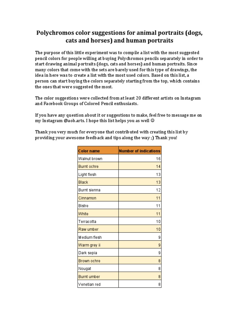 Top Polychromos Colors for Portraits | PDF | Grey | Brown
