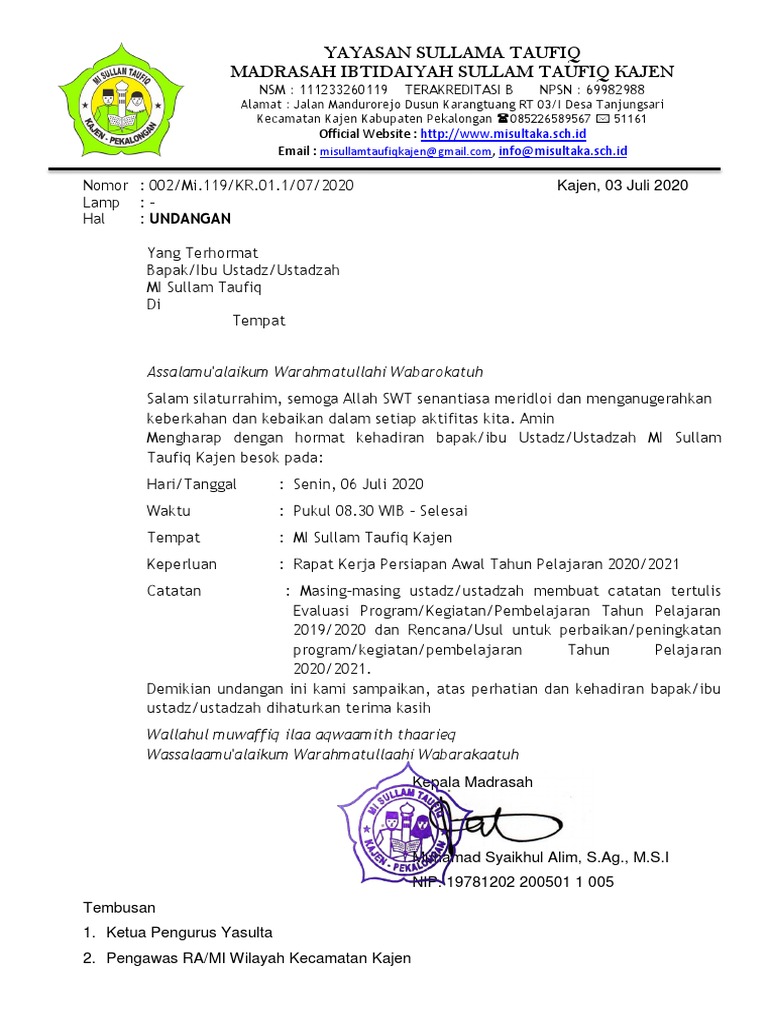 Surat Undangan Raker | PDF