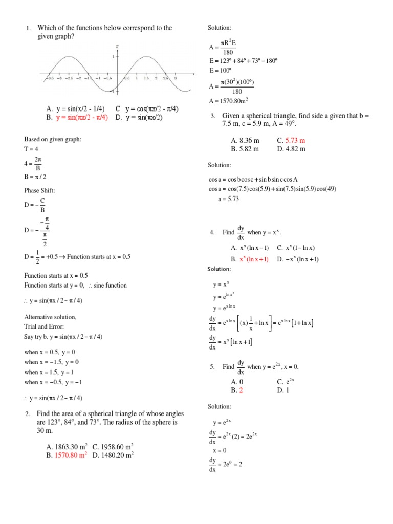JIMBO Preboards 2 Solution | PDF | Sine | Trigonometric Functions