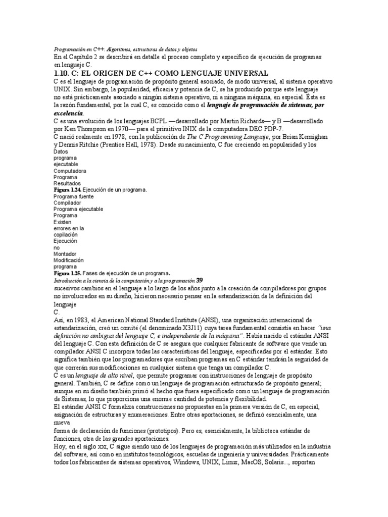 1.10. C: El Origen de C++ Como Lenguaje Universal: Excelencia | PDF | C ...