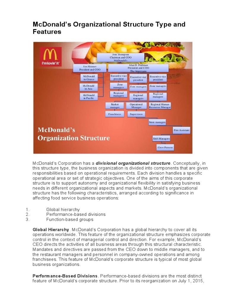 Mcdonald'S Organizational Structure Type and Features | PDF ...