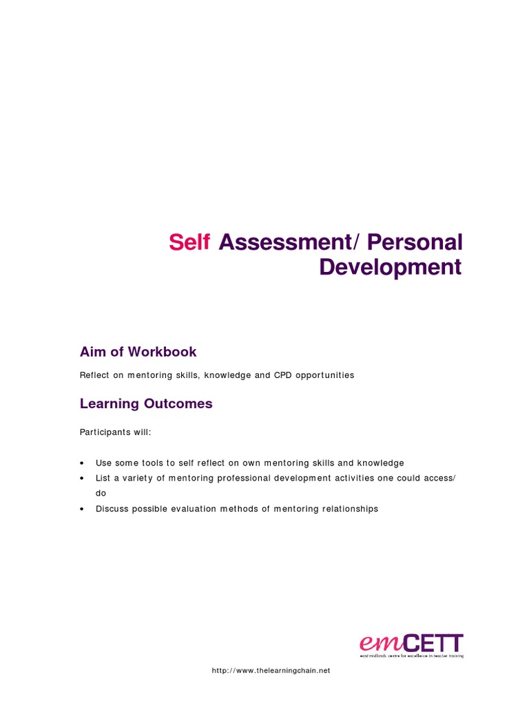 Self Assessment - Personal Development - EMCETT | PDF | Teacher ...