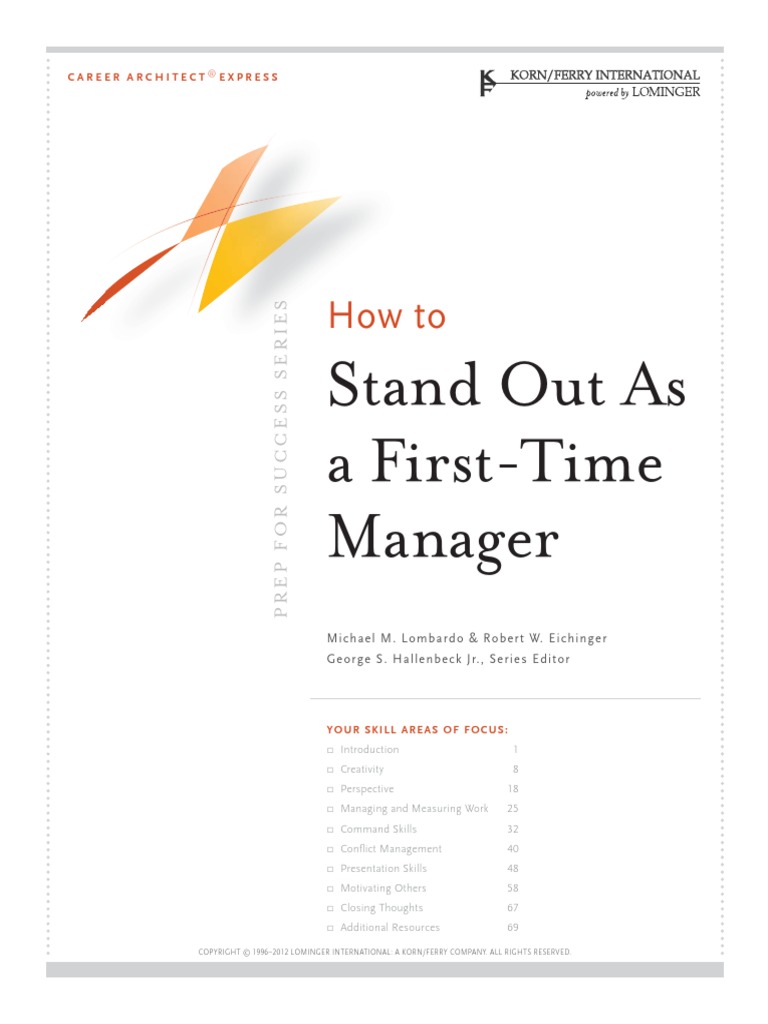 Stand Out As A First-Time Manager - Lominger | PDF | Copyright | Business