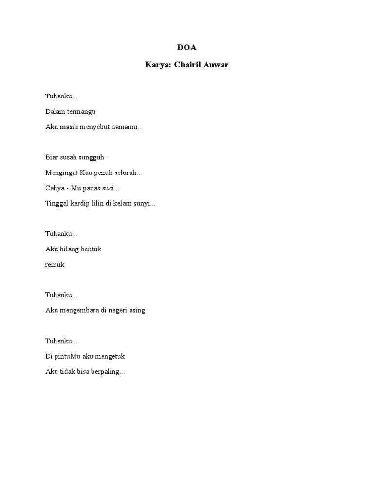DOA Karya: Chairil Anwar | PDF