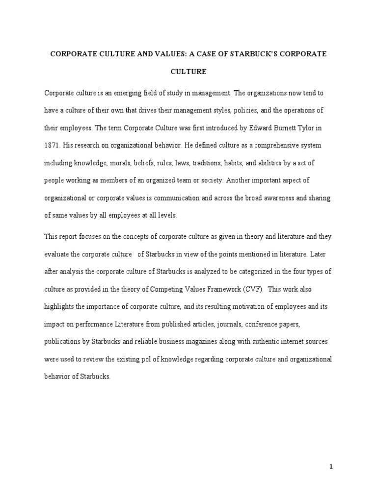 Starbucks Corporate Culture Overview | PDF | Organizational Culture ...